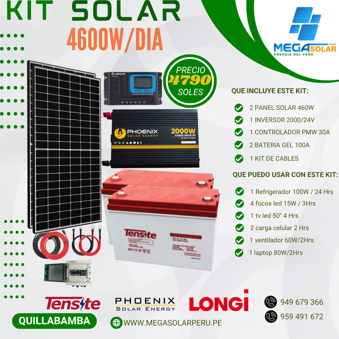 Kit Solar Basico 4600w/dia – MEGA SOLAR PERU