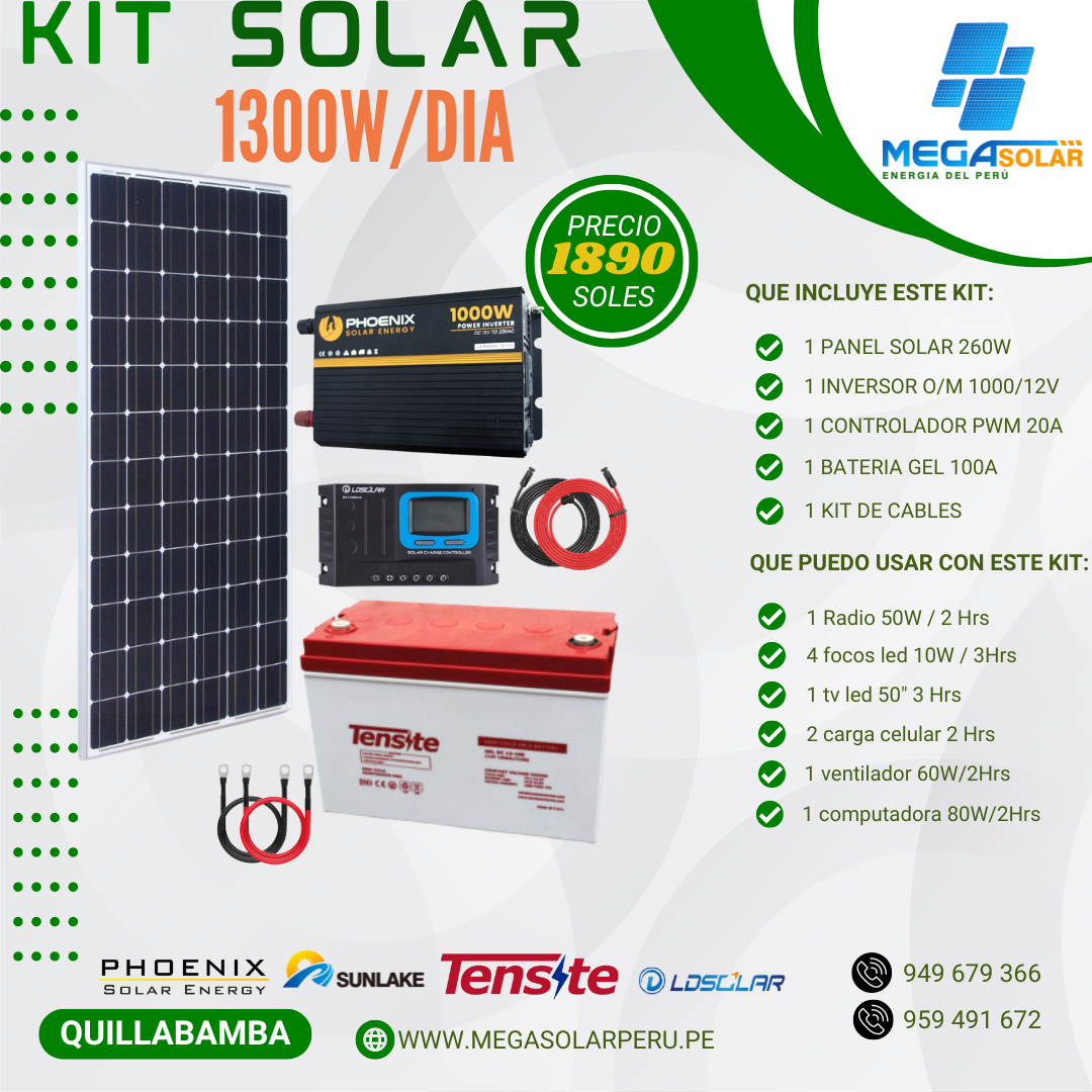 Kit Solar Basico 1300w/dia – MEGA SOLAR PERU